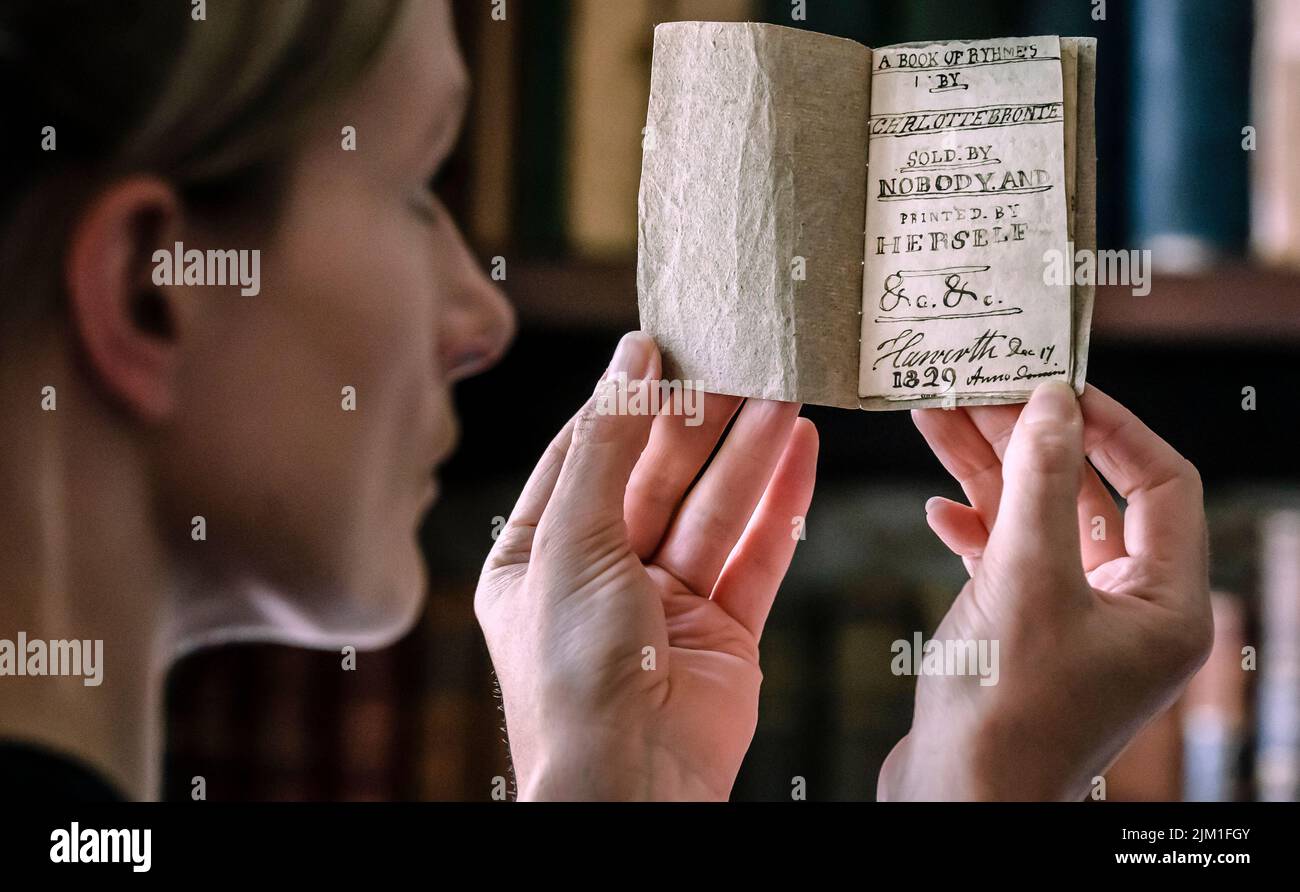 Curator Sarah Laycock with the last Charlotte Bronte miniature ...
