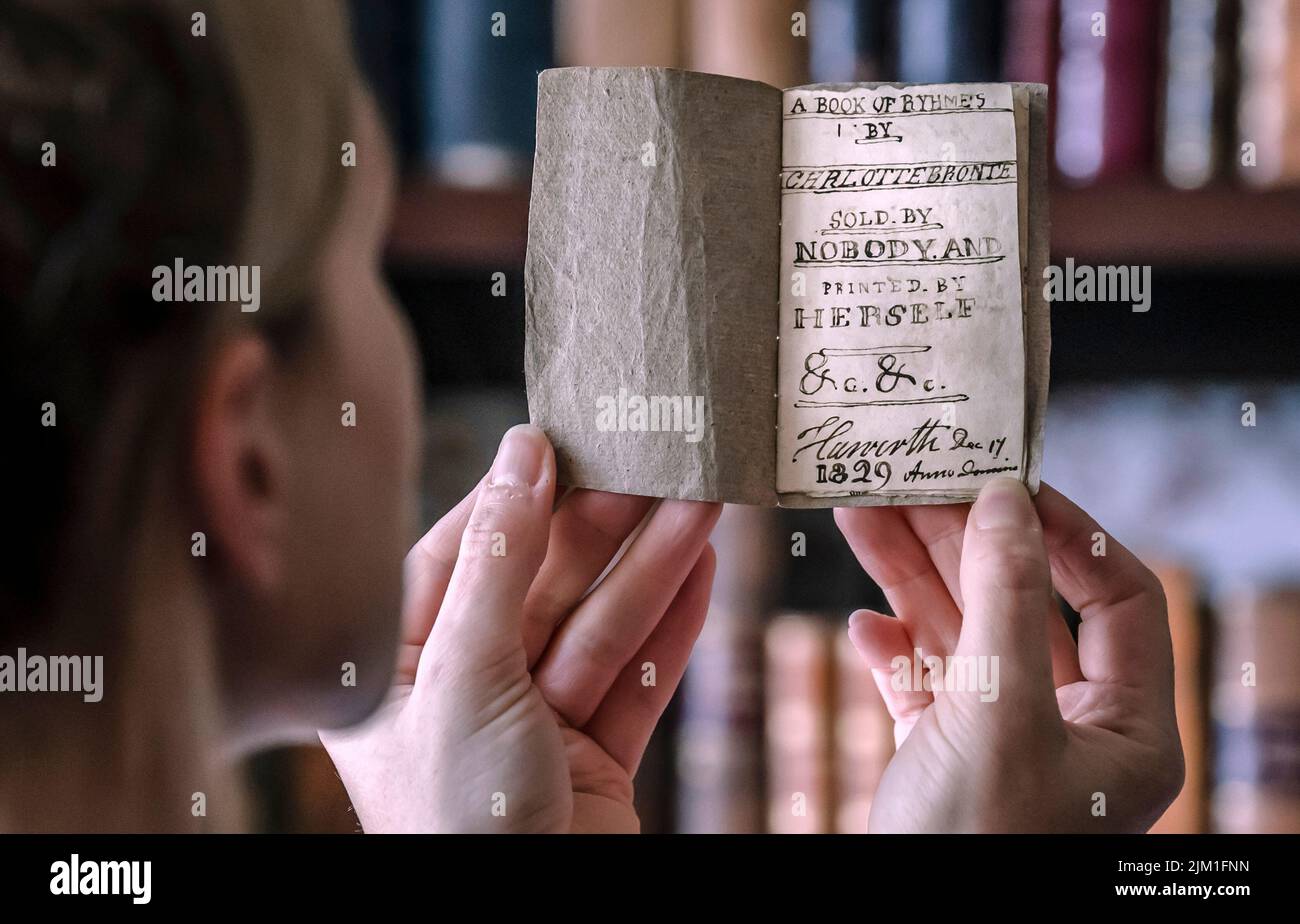 Curator Sarah Laycock with the last Charlotte Bronte miniature ...