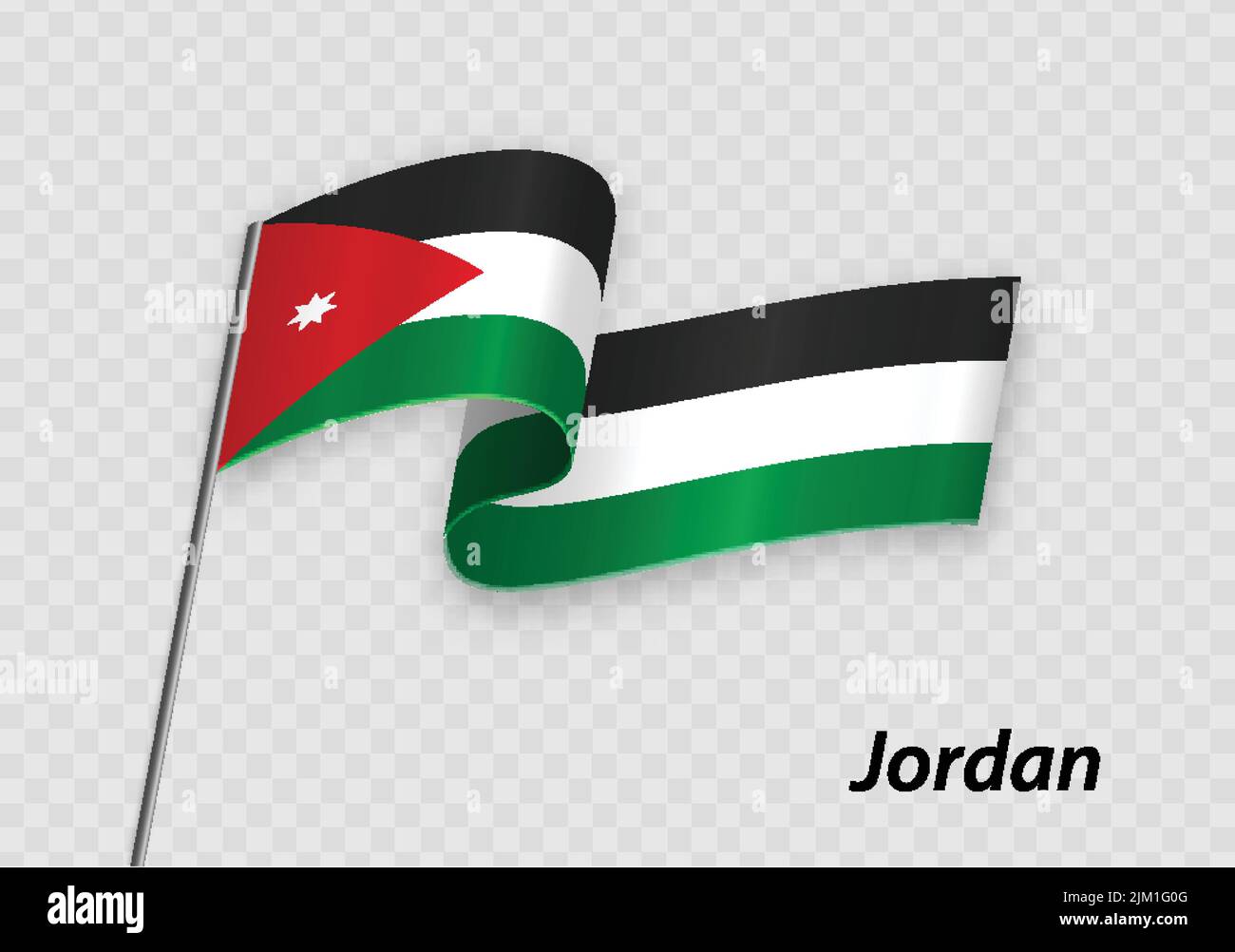 Waving flag of Jordan on flagpole. Template for independence day design ...