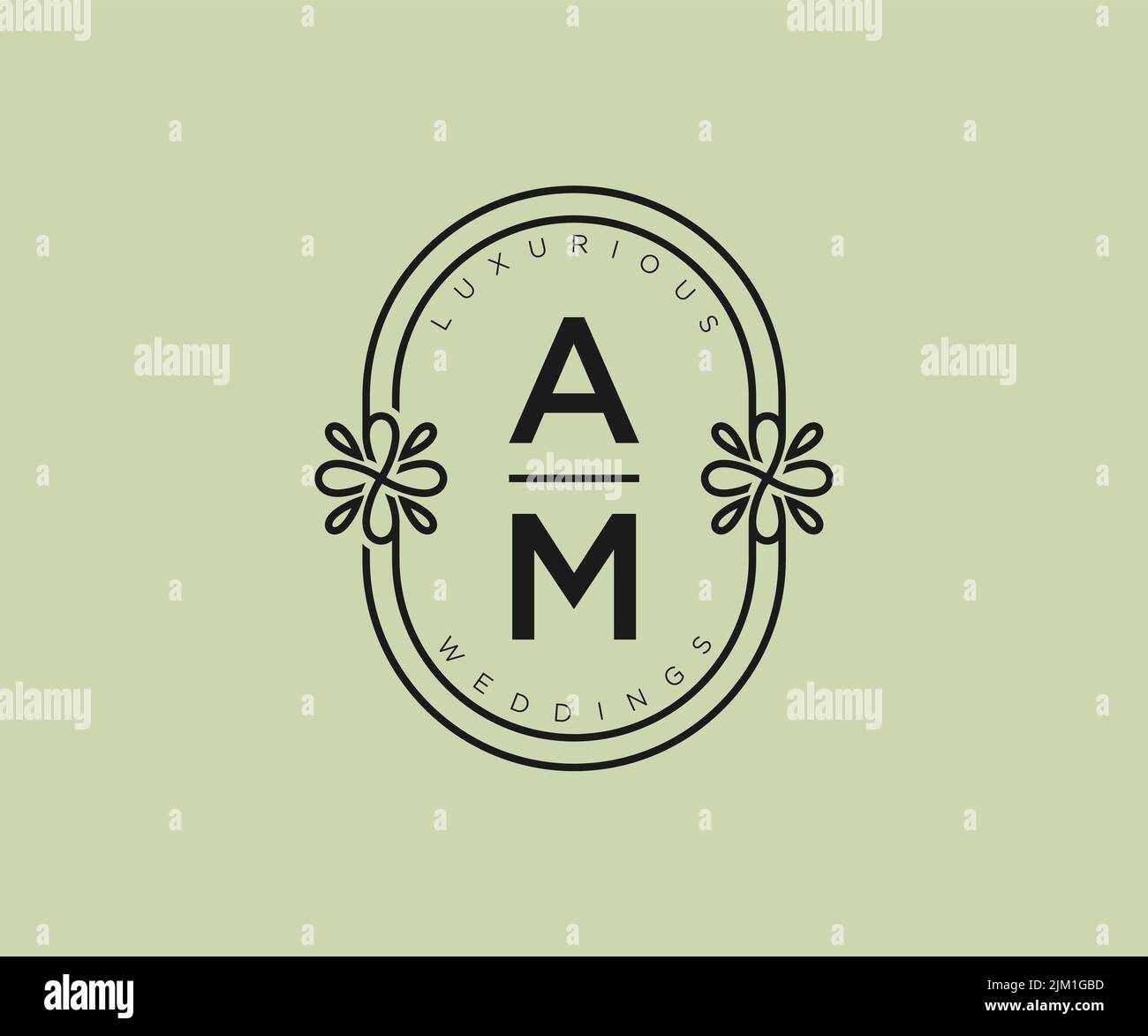 AM Initials letter Wedding monogram logos template, hand drawn modern ...