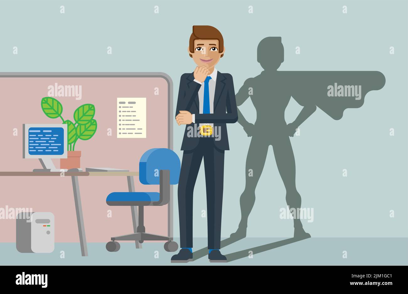 Business Man Hero with Superhero Shadow Concept Stock Vector Image ...