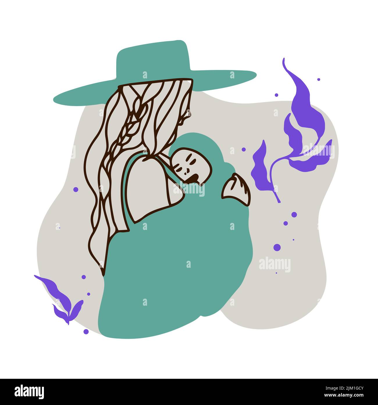 Mom and daughter, woman holding baby, hat, love, smile, parents doodle ...