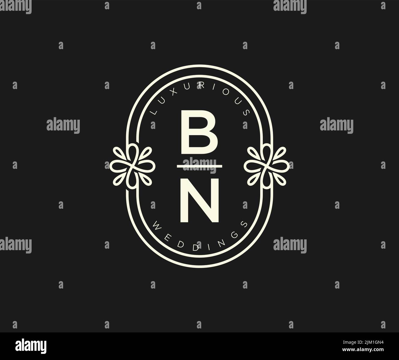BN Initials letter Wedding monogram logos template, hand drawn modern ...