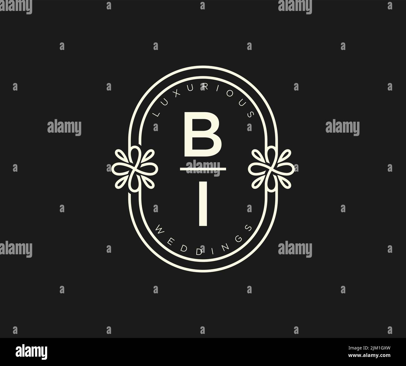 BI Initials letter Wedding monogram logos template, hand drawn modern ...