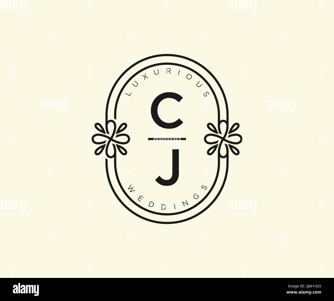 CJ Initials letter Wedding monogram logos template, hand drawn modern ...