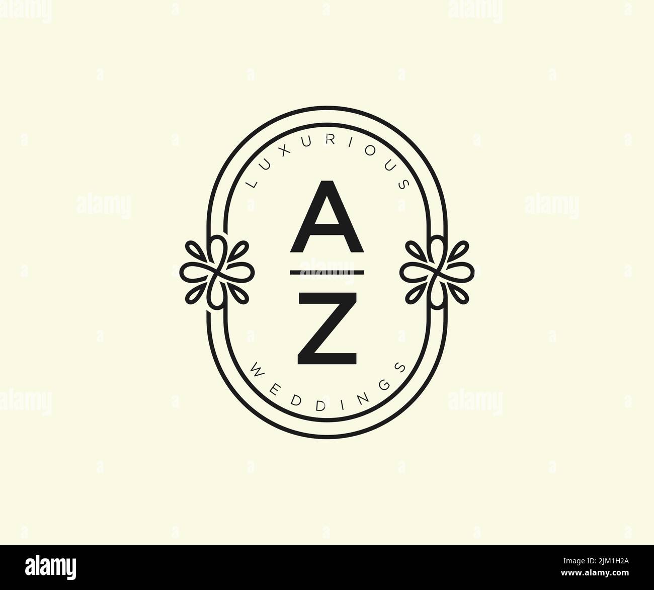 AZ Initials letter Wedding monogram logos template, hand drawn modern ...