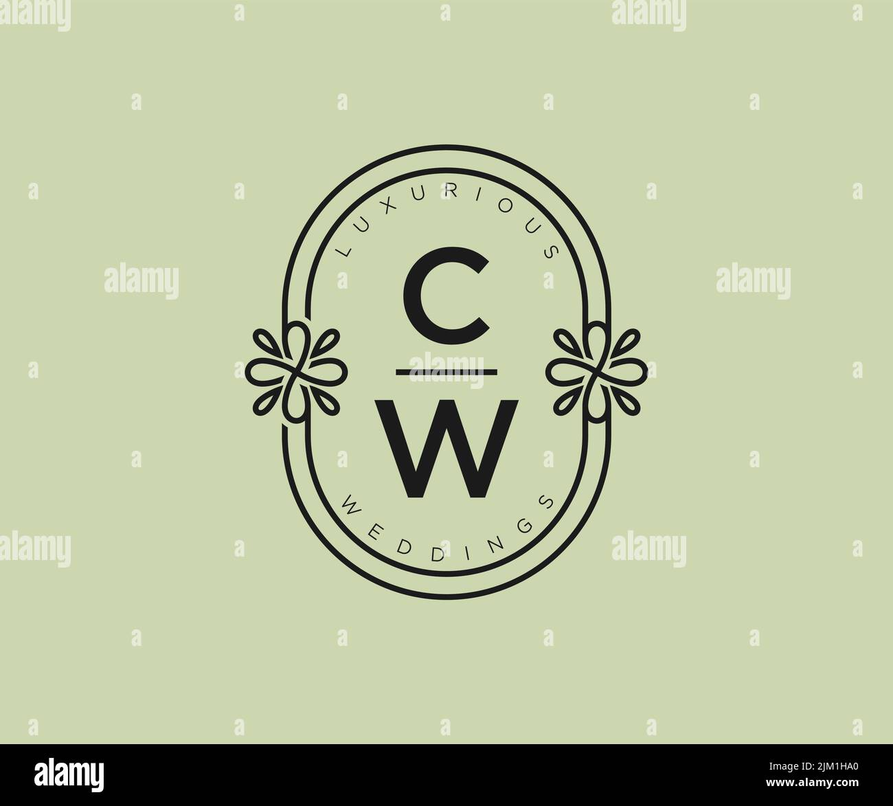 CW Initials letter Wedding monogram logos template, hand drawn modern ...