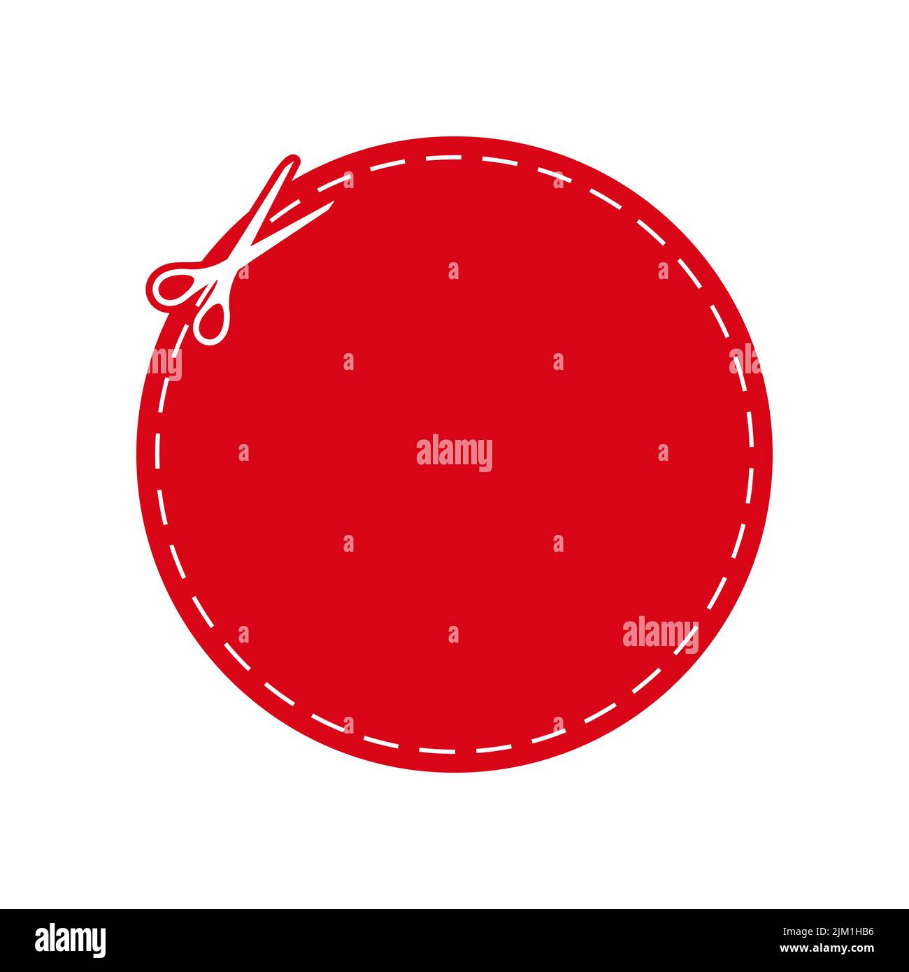 Scissors cut red round coupon dotted line with dash icon Stock Vector ...