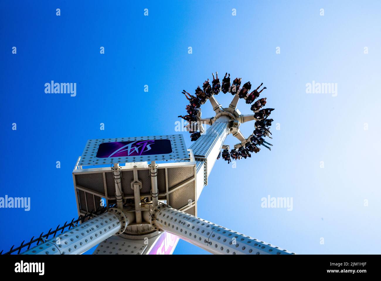 People having a ride on the Axis danger ride at Adventure Island ...