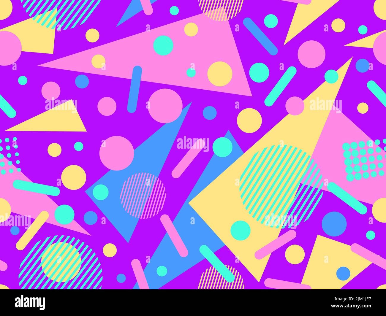Memphis seamless pattern with geometric shapes in 80s style. Colorful ...