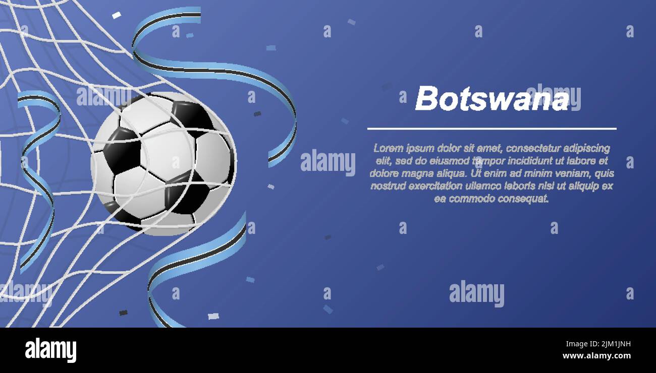 Soccer background with flying ribbons in colors of the flag of Botswana ...