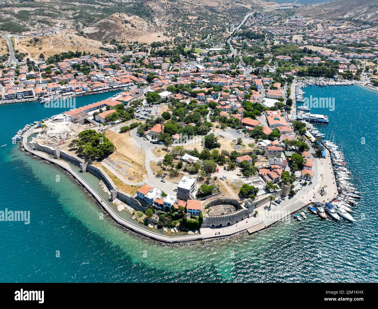 Aerial Photos of Foca village located in western Turkey, Izmir Stock ...