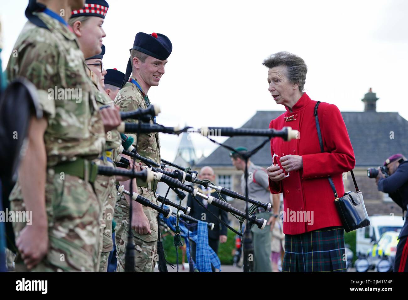 The Princess Royal meets piper training cadets before the start of the ...
