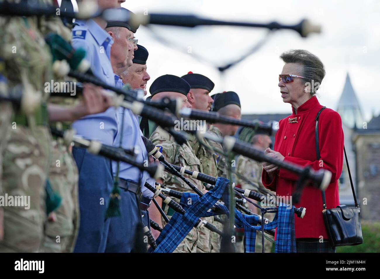 The Princess Royal meets piper training cadets before the start of the ...