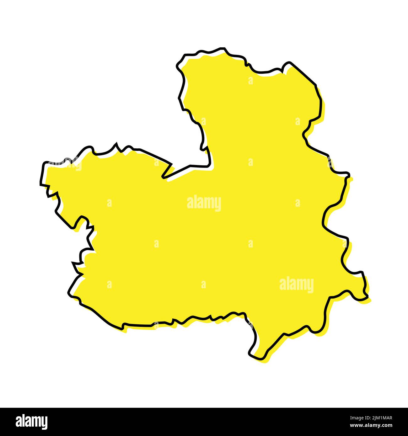 Simple outline map of Castilla-La Mancha is a region of Spain. Stylized minimal line design ...