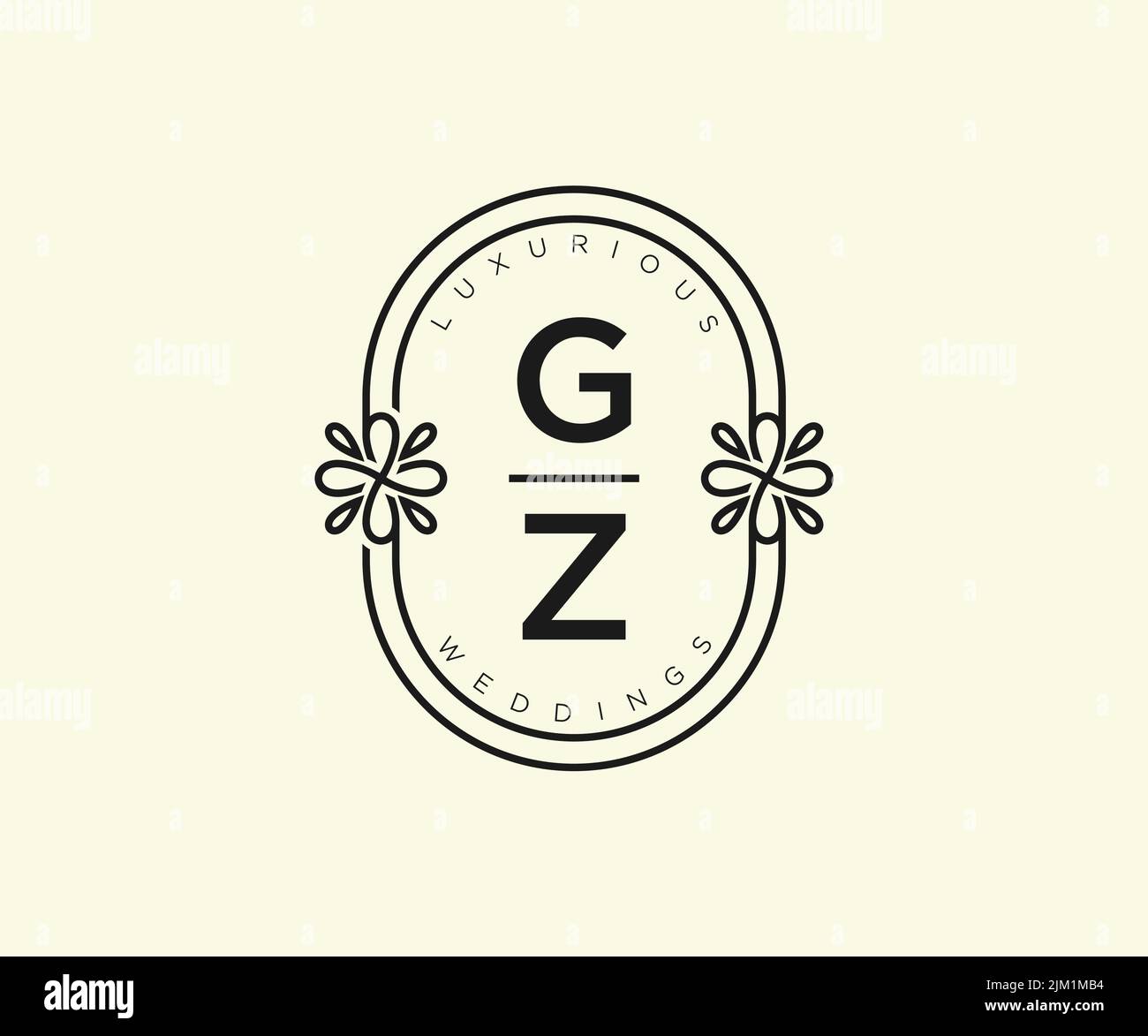 GZ Initials letter Wedding monogram logos template, hand drawn modern ...