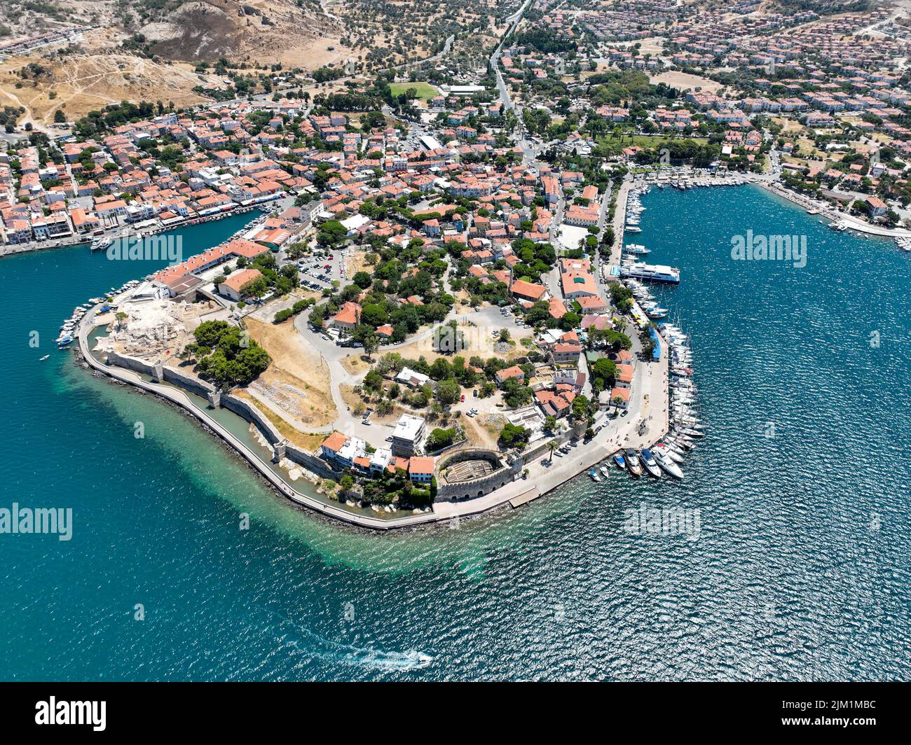 Aerial Photos of Foca village located in western Turkey, Izmir Stock ...