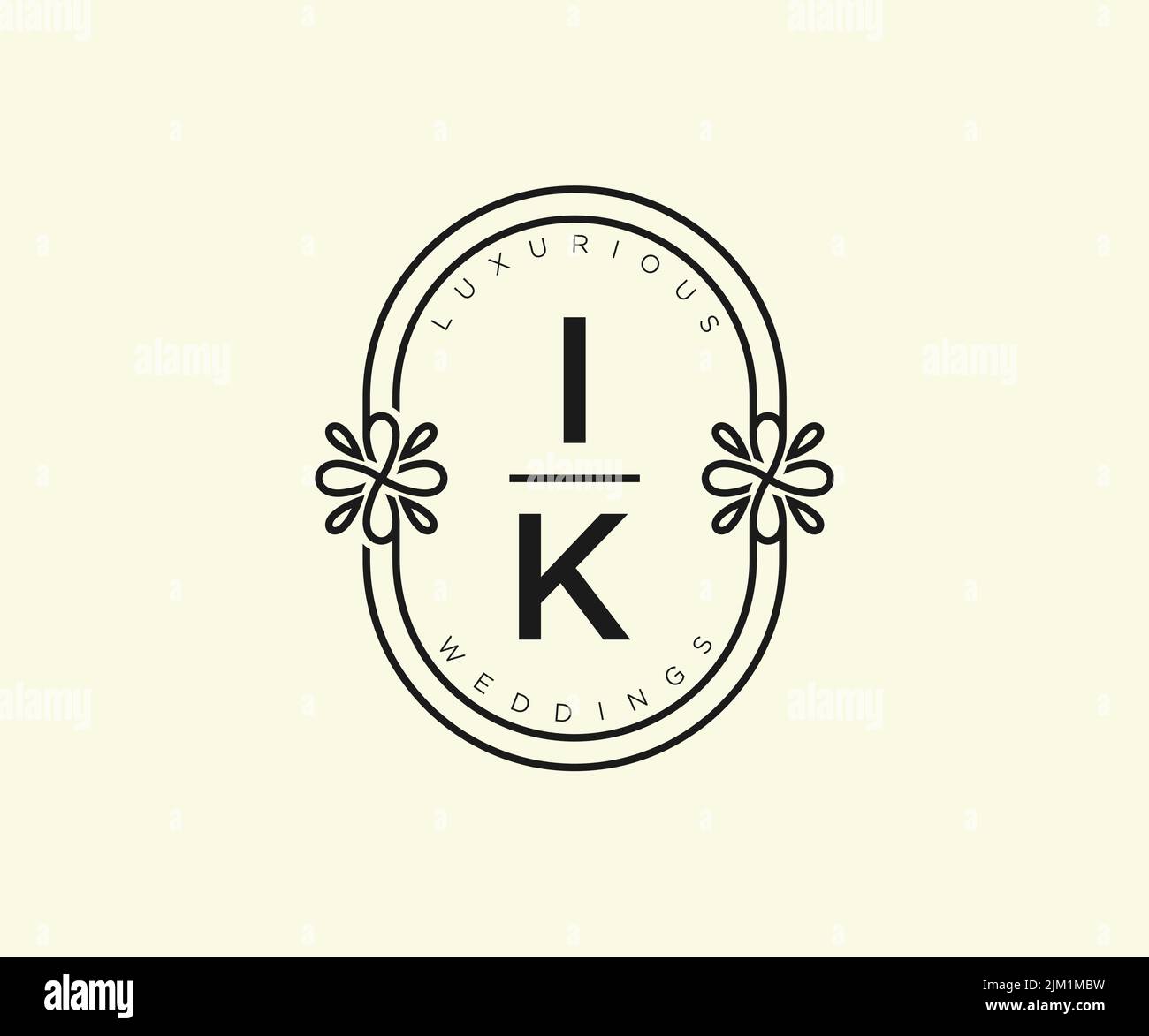 IK Initials letter Wedding monogram logos template, hand drawn modern ...