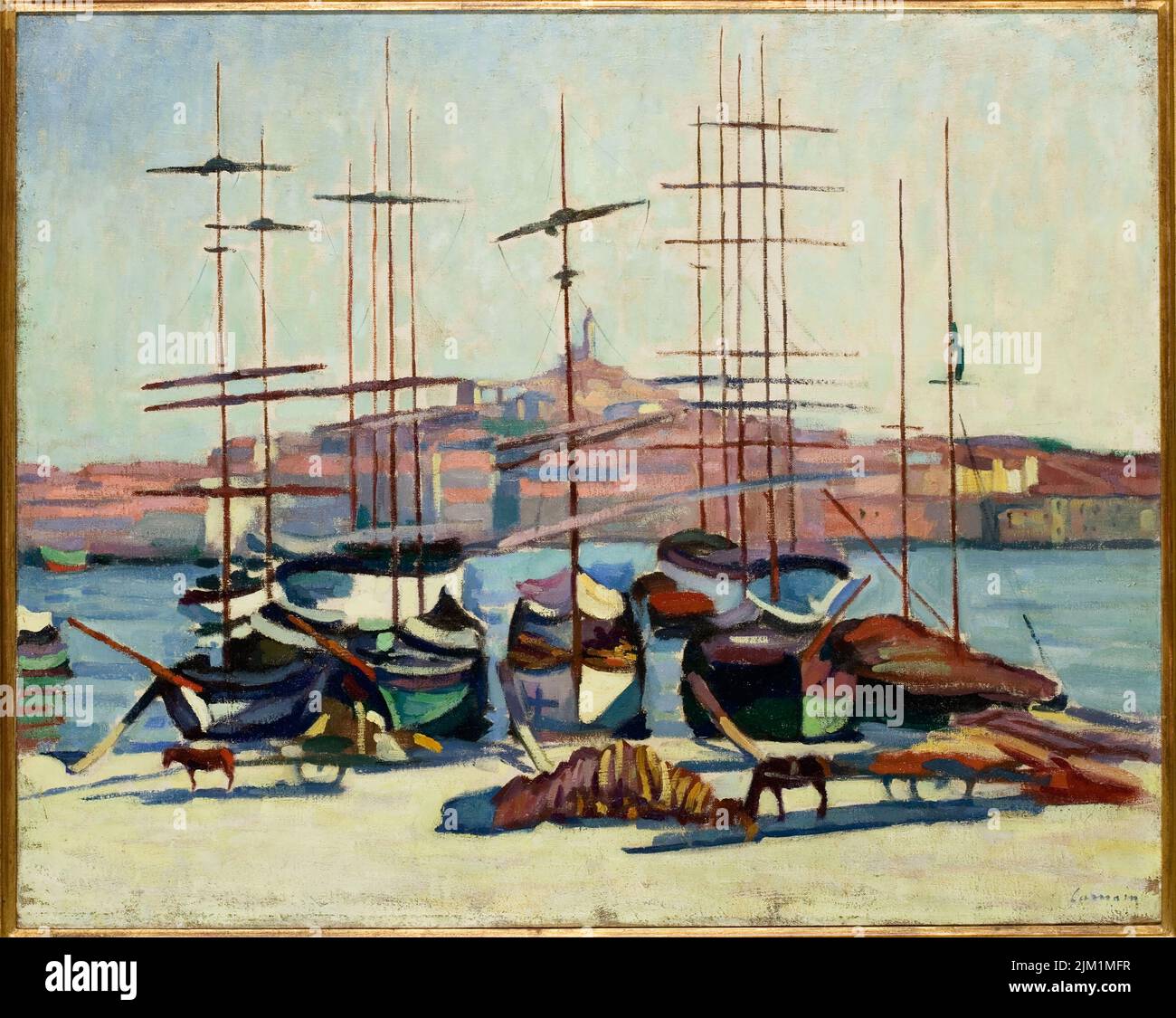 Port de Marseille, Notre-Dame-de-la-Garde a? travers les mâts. Museum ...