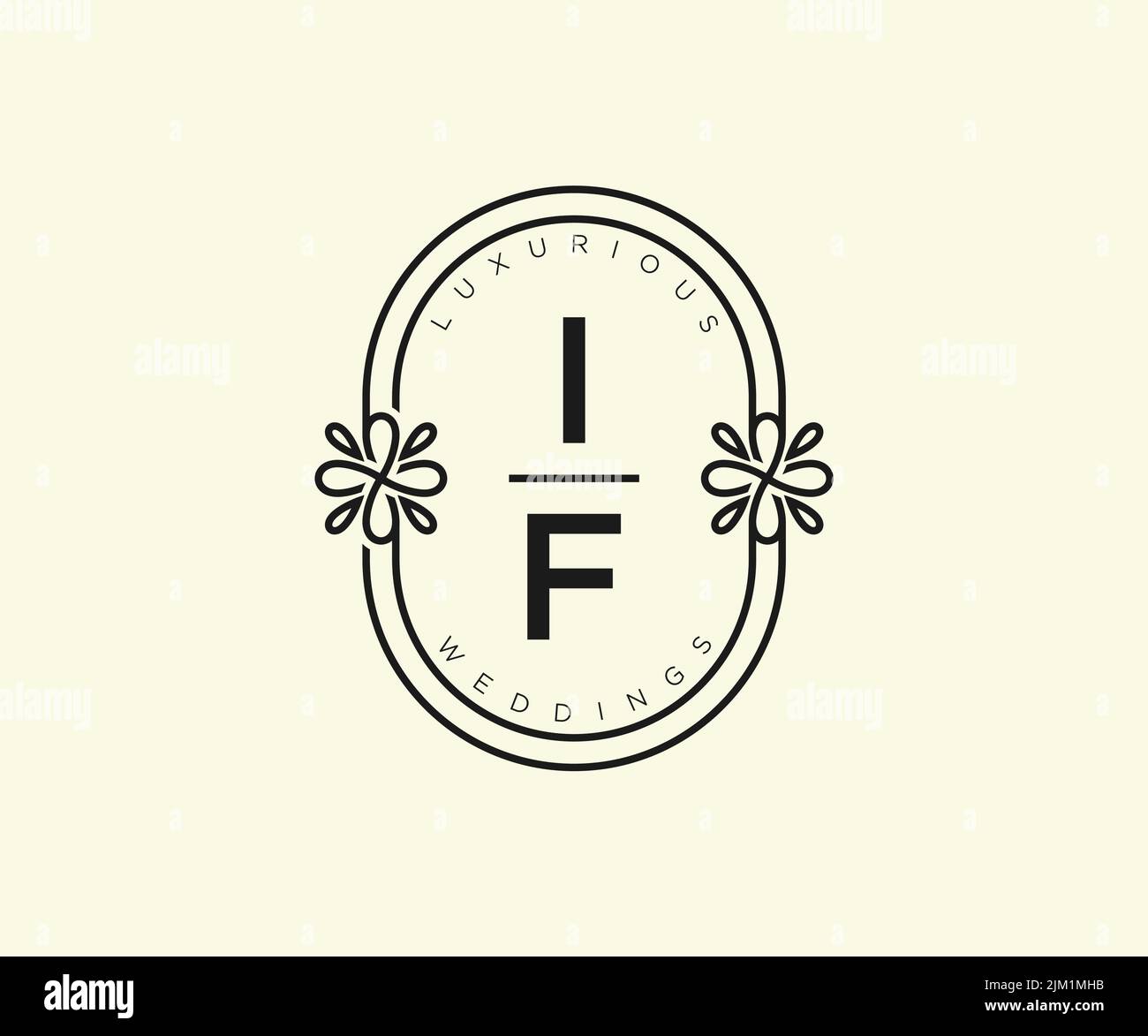 IF Initials letter Wedding monogram logos template, hand drawn modern ...
