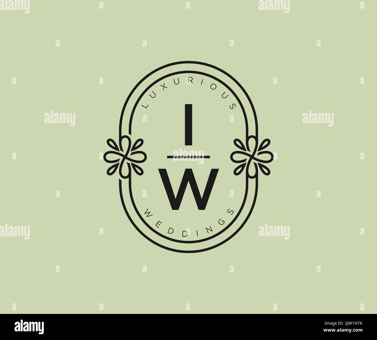 IW Initials letter Wedding monogram logos template, hand drawn modern ...