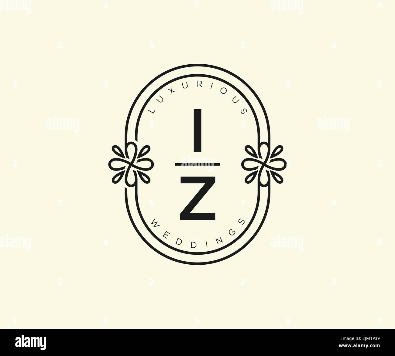 IZ Initials letter Wedding monogram logos template, hand drawn modern ...