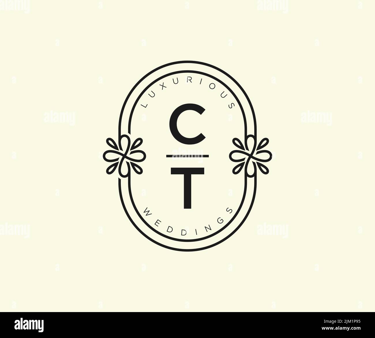 CT Initials letter Wedding monogram logos template, hand drawn modern ...