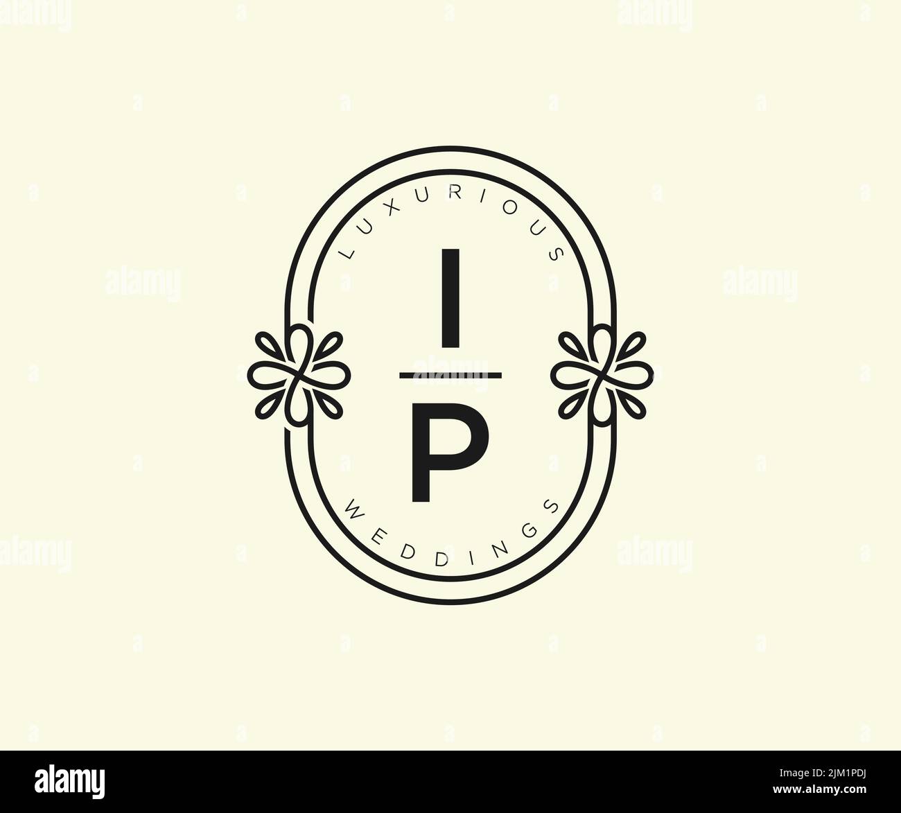 IP Initials letter Wedding monogram logos template, hand drawn modern ...