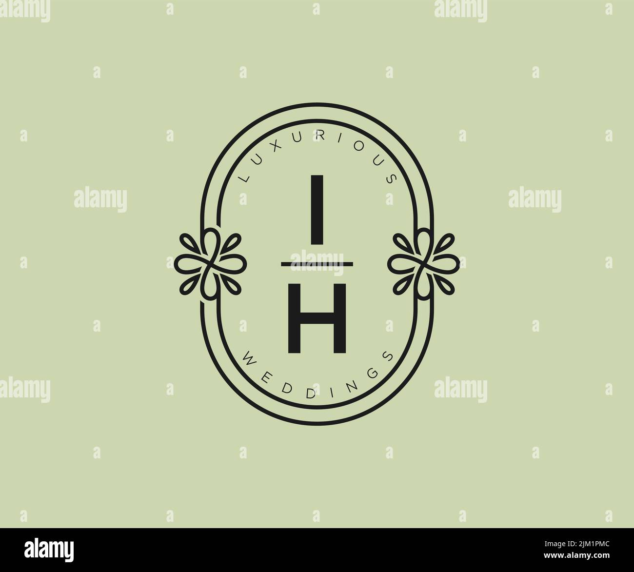 IH Initials letter Wedding monogram logos template, hand drawn modern ...