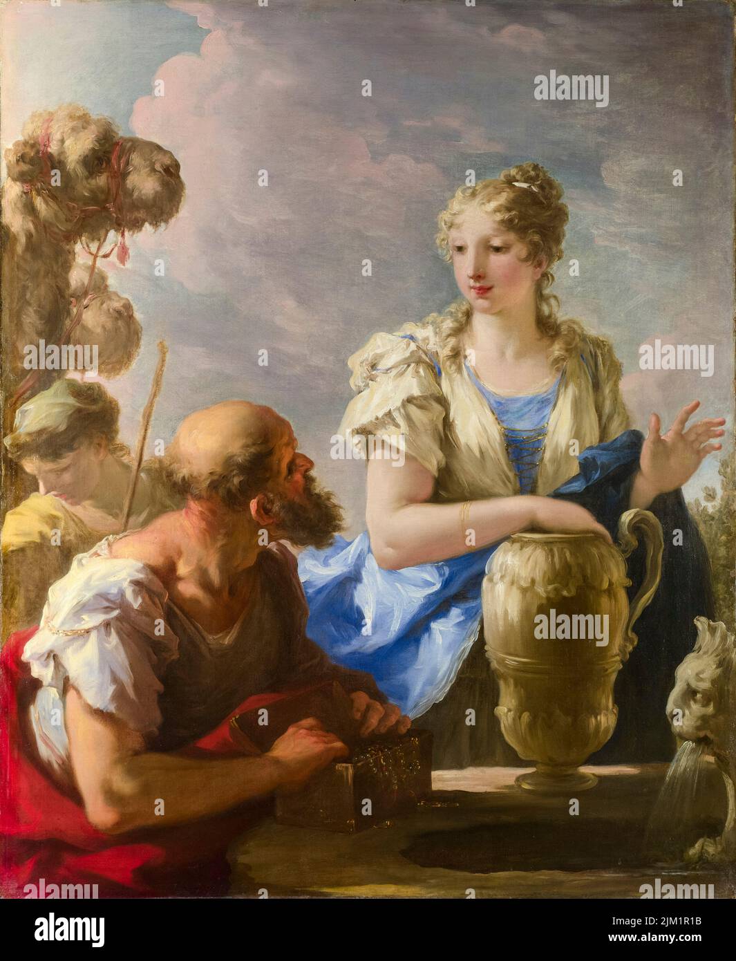 Rebecca At The Well, painting in oil on canvas by Giovanni Antonio ...