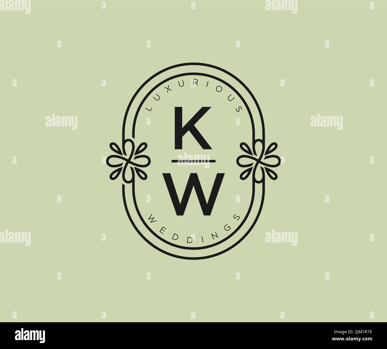 KW Initials letter Wedding monogram logos template, hand drawn modern ...