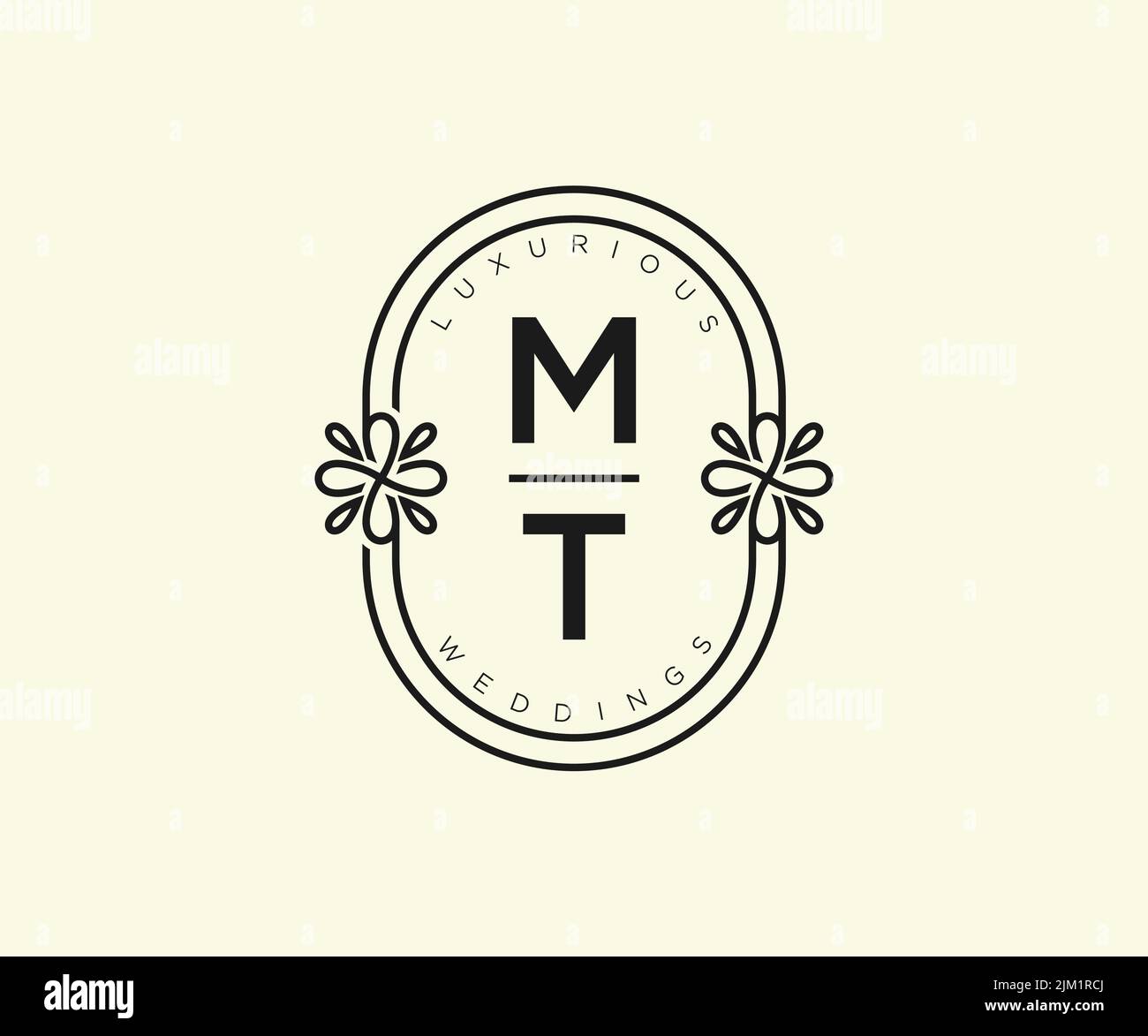 MT Initials letter Wedding monogram logos template, hand drawn modern ...