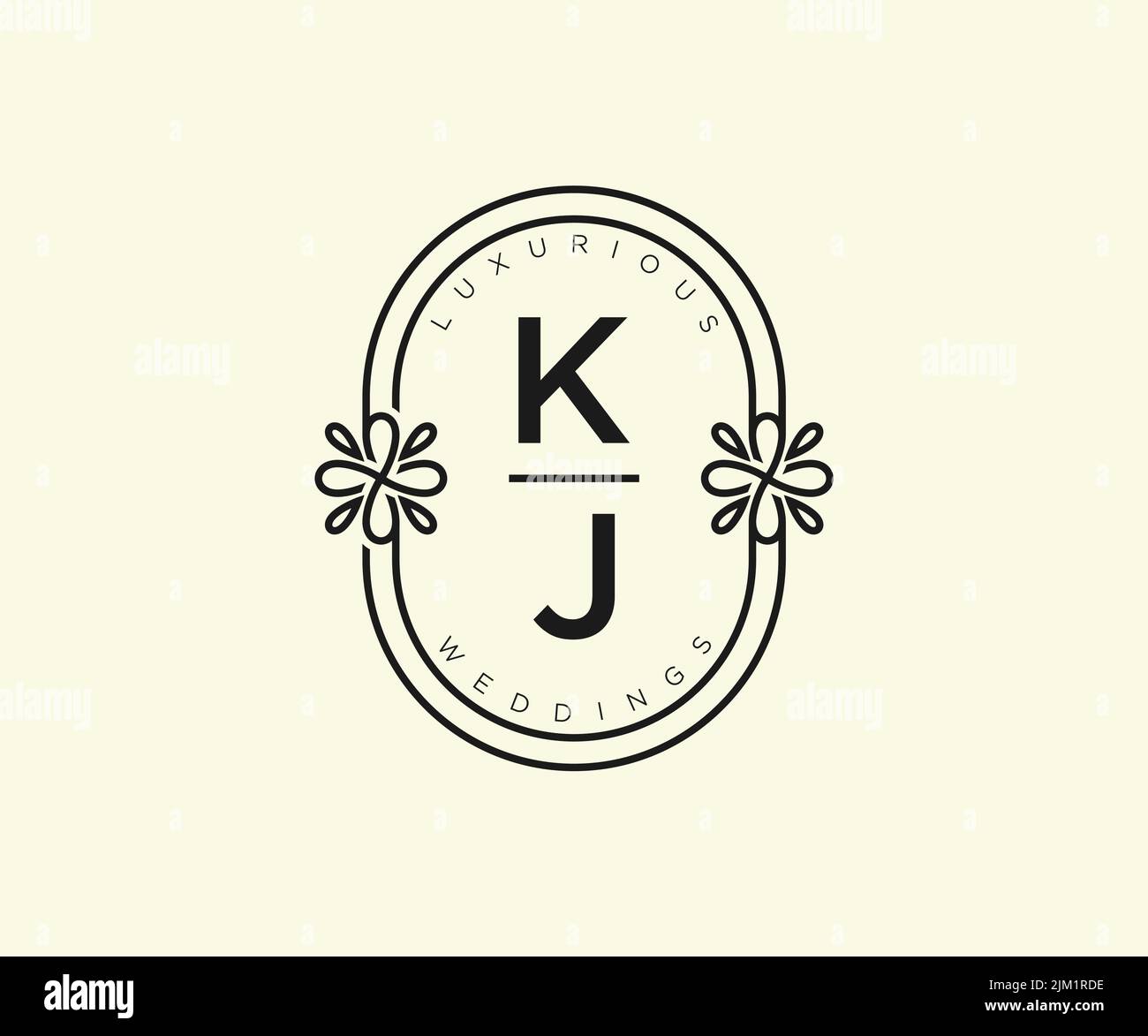 KJ Initials letter Wedding monogram logos template, hand drawn modern ...