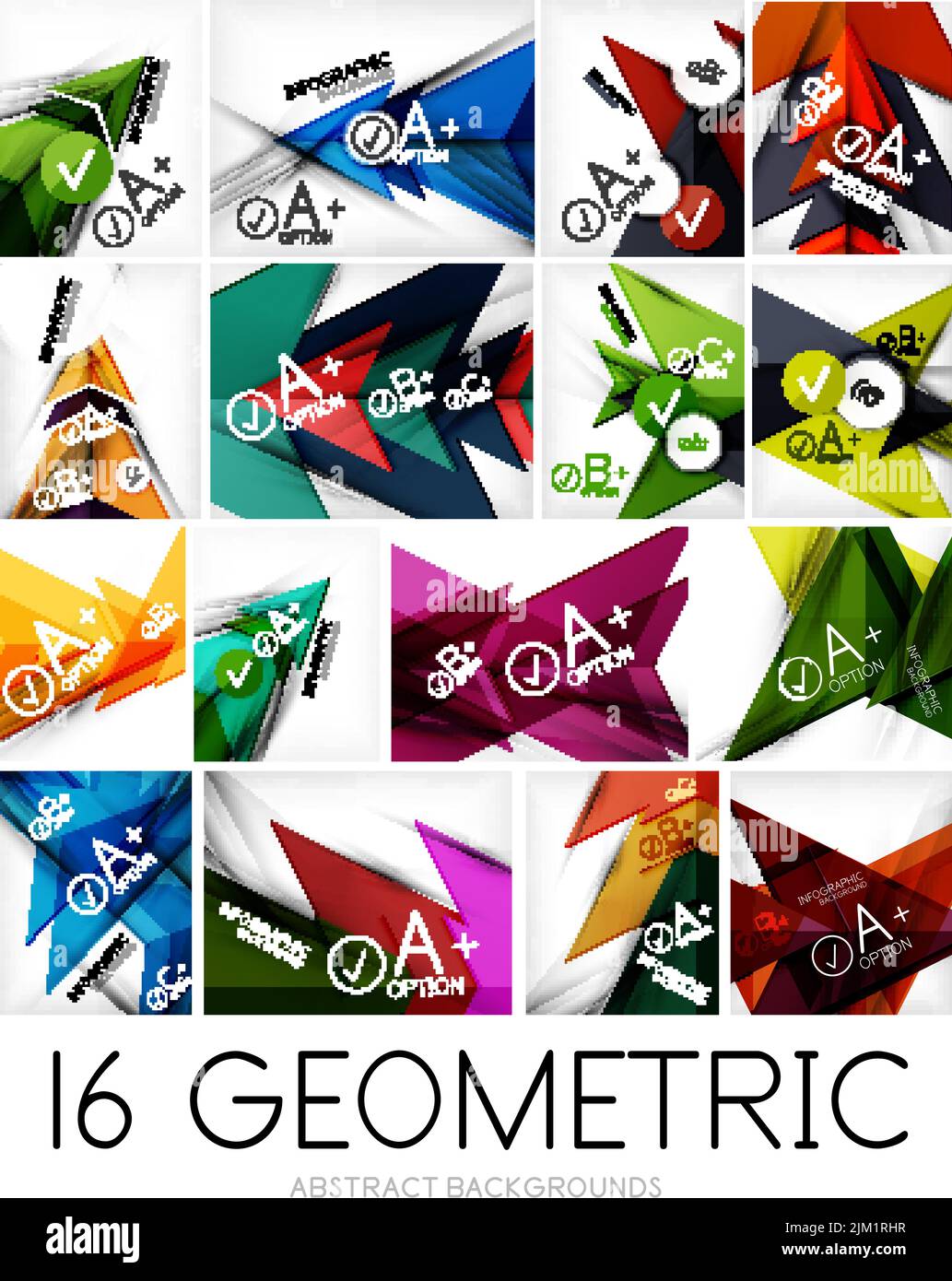 Triangle shaped geometrical abstract backgrounds - 16 design templates ...