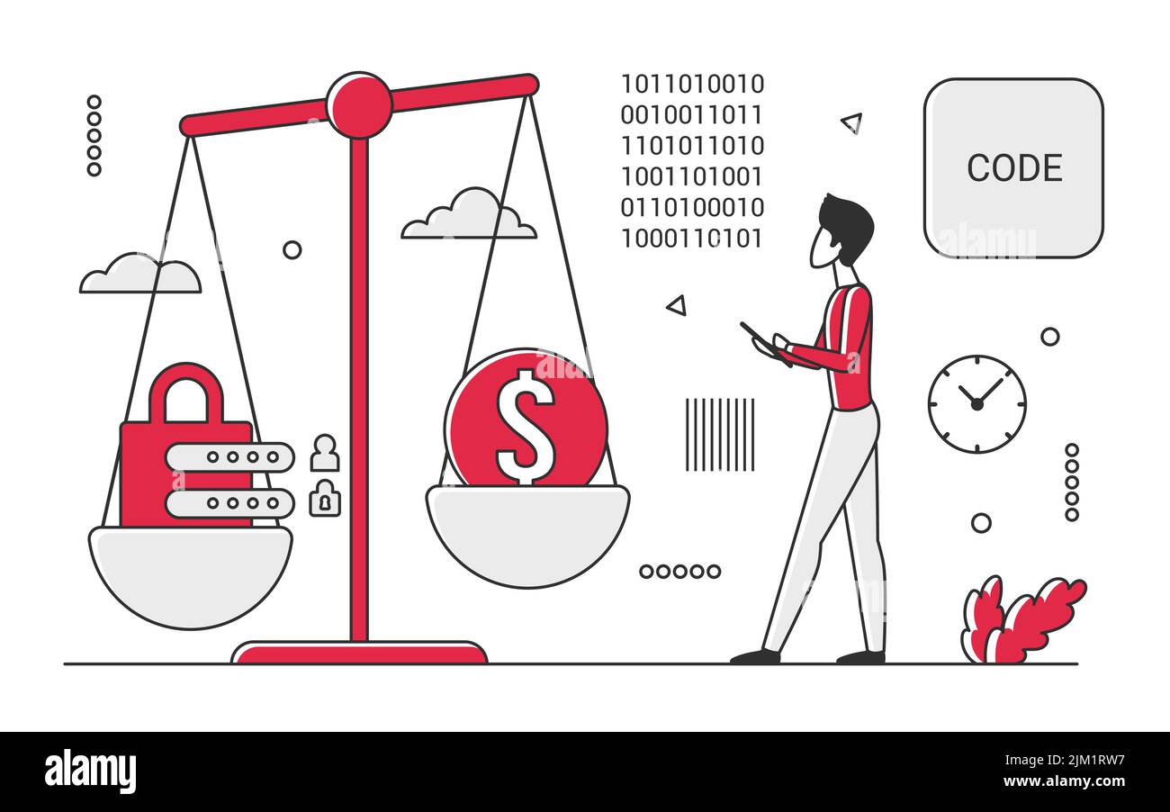 Financial money security system. Business economic insurance, data ...