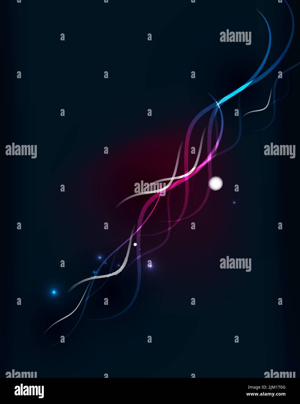 Glowing flowing waves and stars in dark space. Vector illustration ...