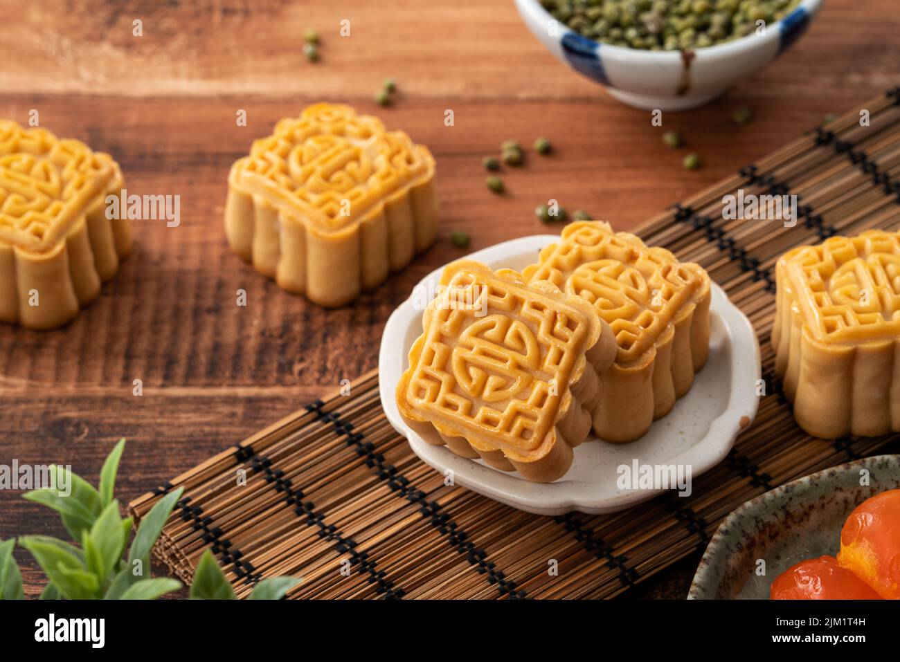 Delicious mung bean moon cake for Mid-Autumn Festival food mooncake on ...