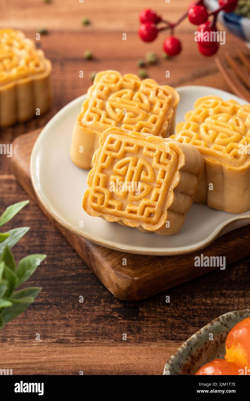 Delicious mung bean moon cake for Mid-Autumn Festival food mooncake on ...