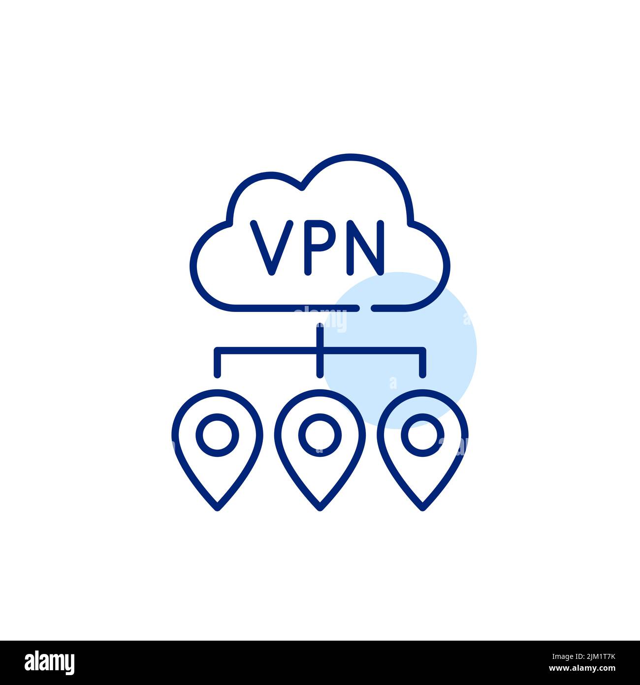 VPN locations cloud network. Pixel perfect, editable stroke line art ...