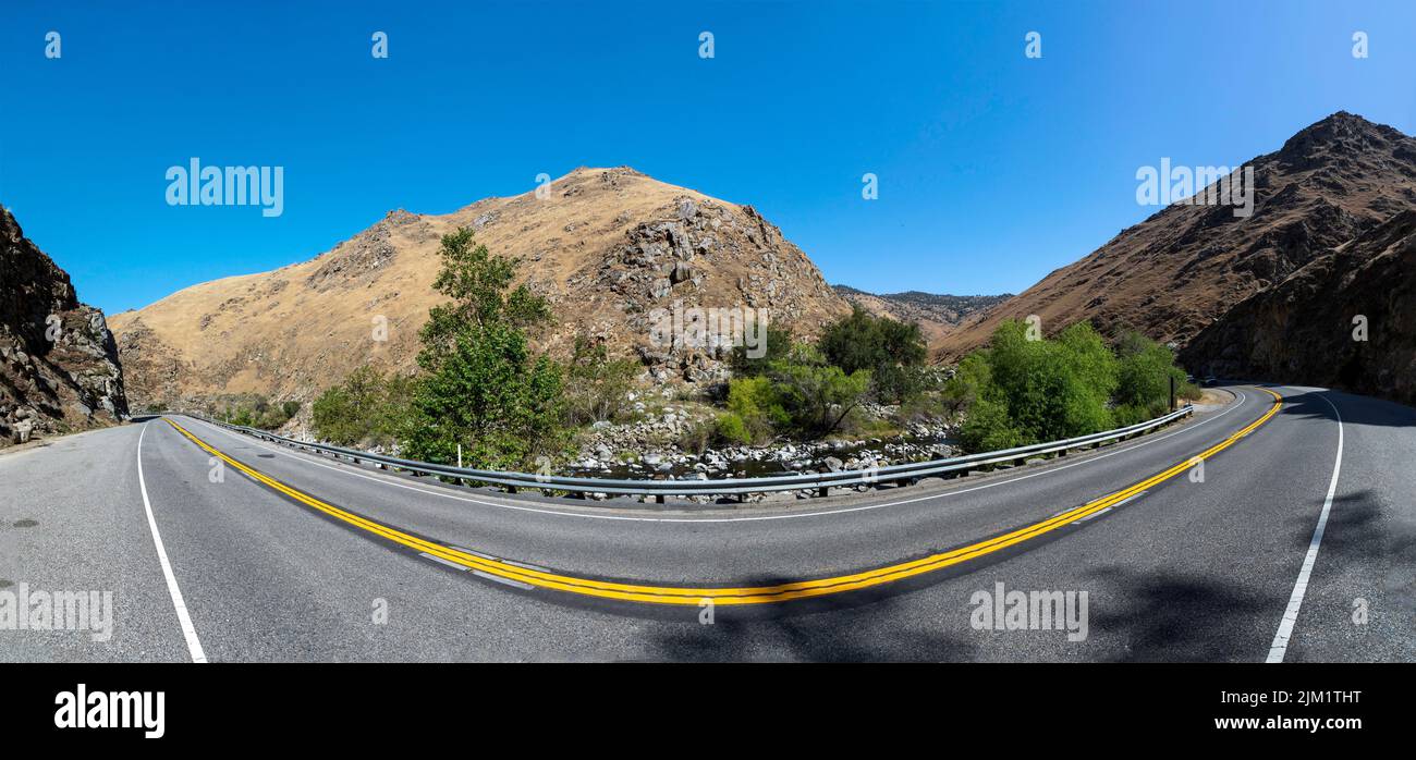 scenic panorama of landscape in Bakersfield along the Kern river valley ...