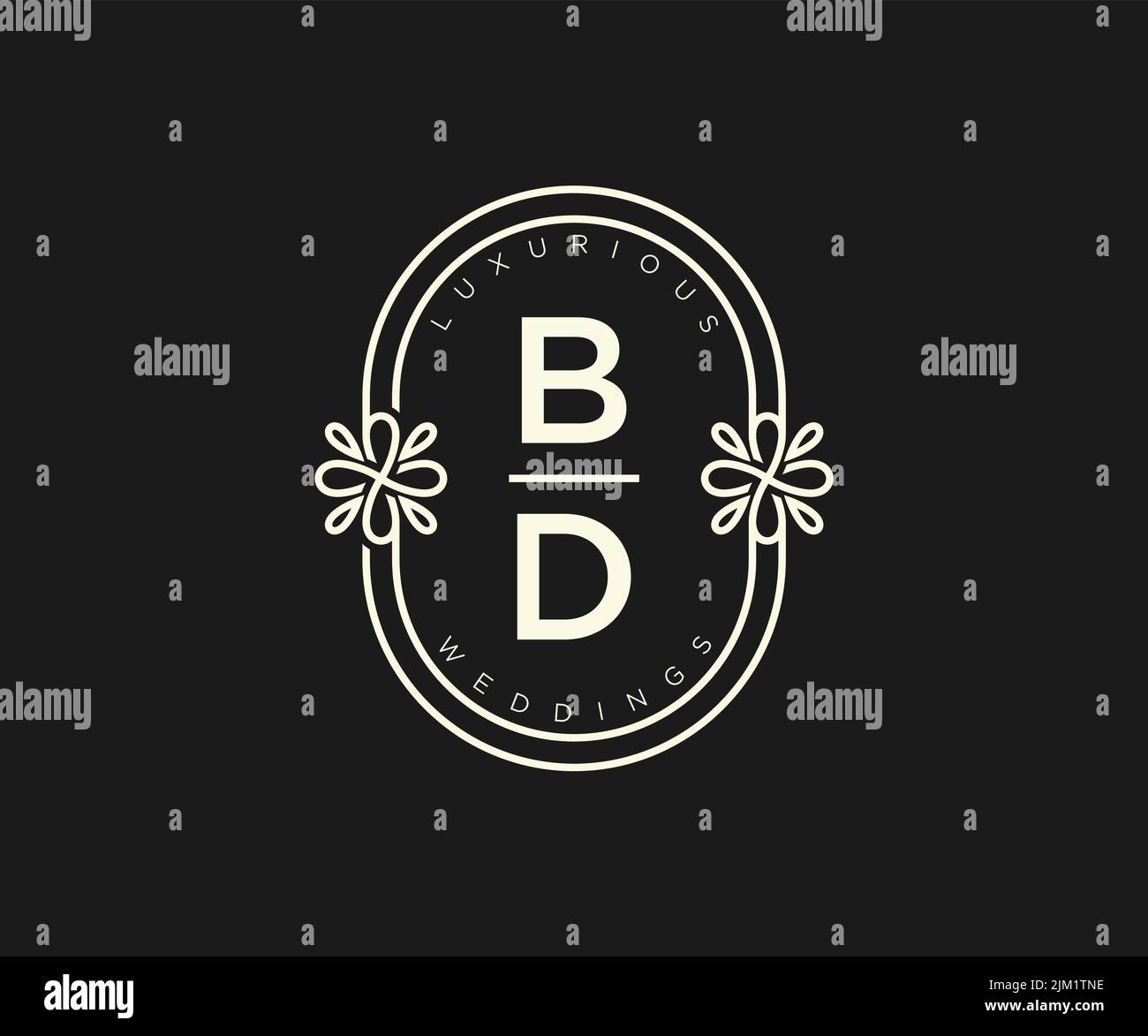 BD Initials letter Wedding monogram logos template, hand drawn modern minimalistic and floral ...
