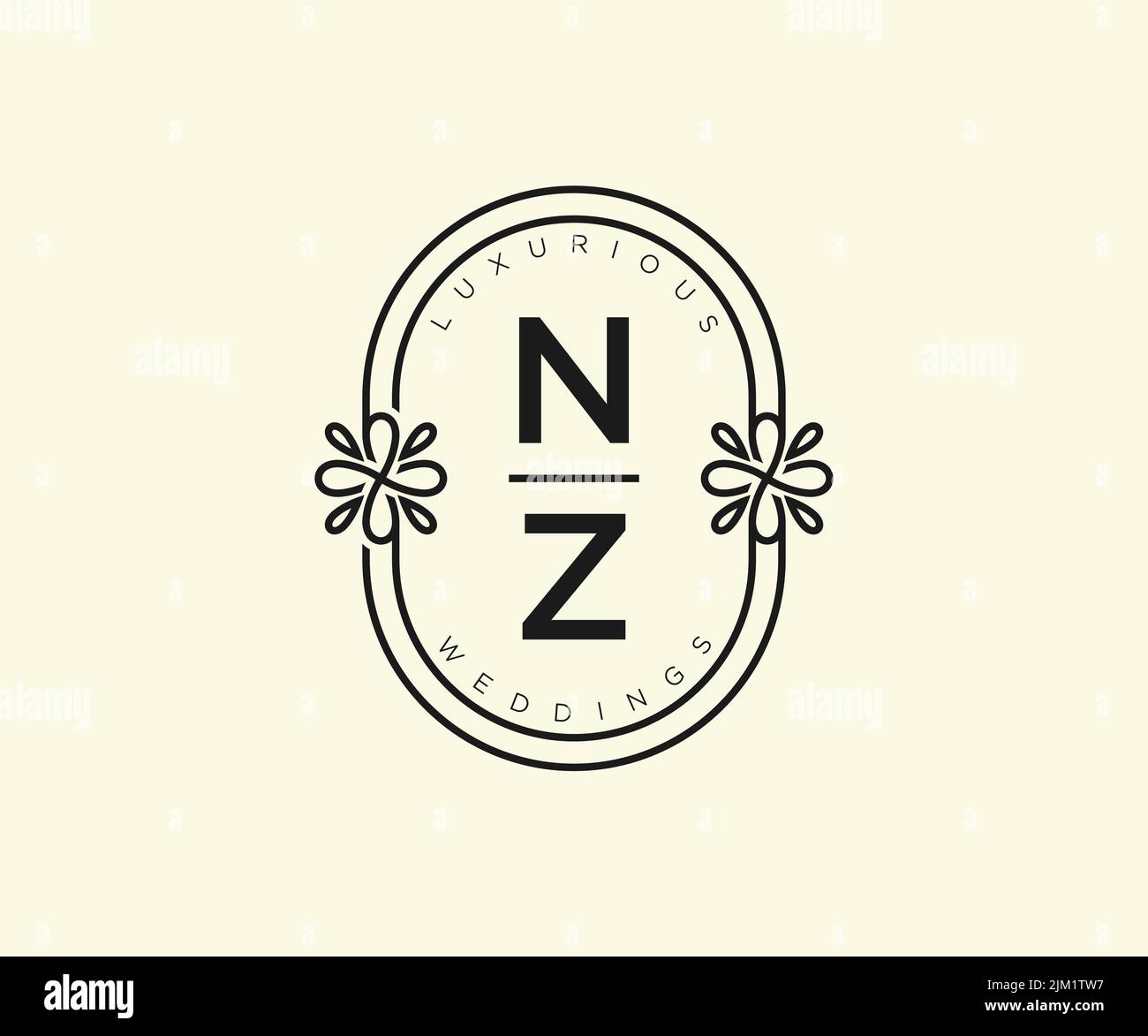 NZ Initials letter Wedding monogram logos template, hand drawn modern ...