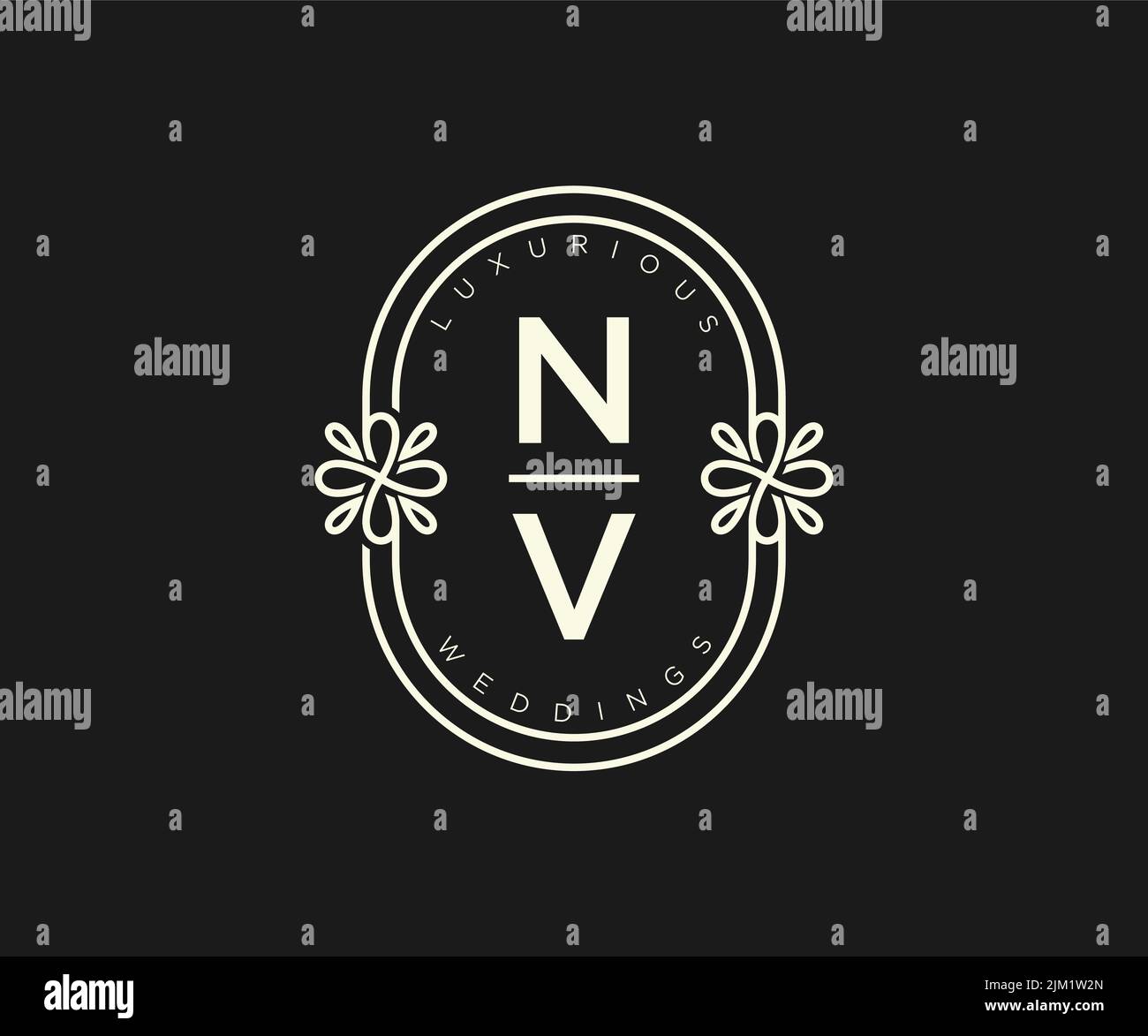 NV Initials letter Wedding monogram logos template, hand drawn modern minimalistic and floral ...