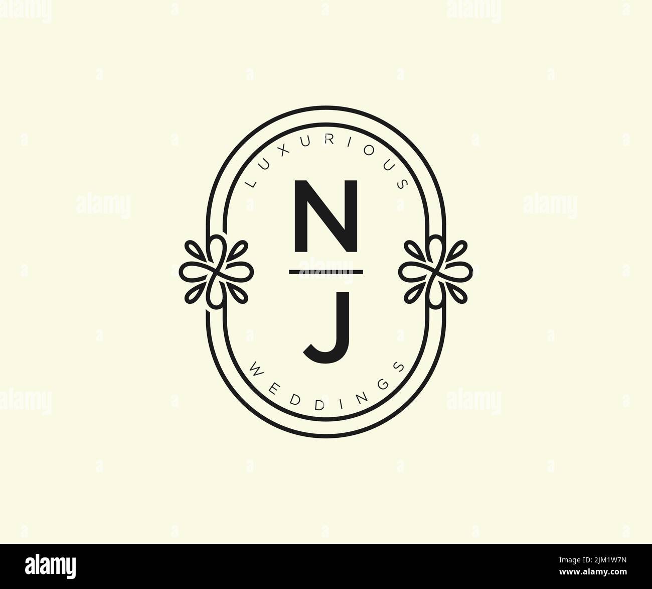 NJ Initials letter Wedding monogram logos template, hand drawn modern ...