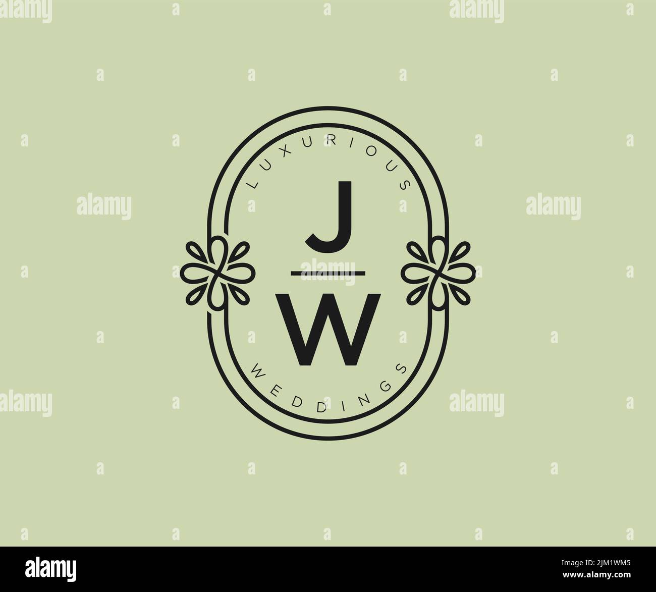 JW Initials letter Wedding monogram logos template, hand drawn modern ...