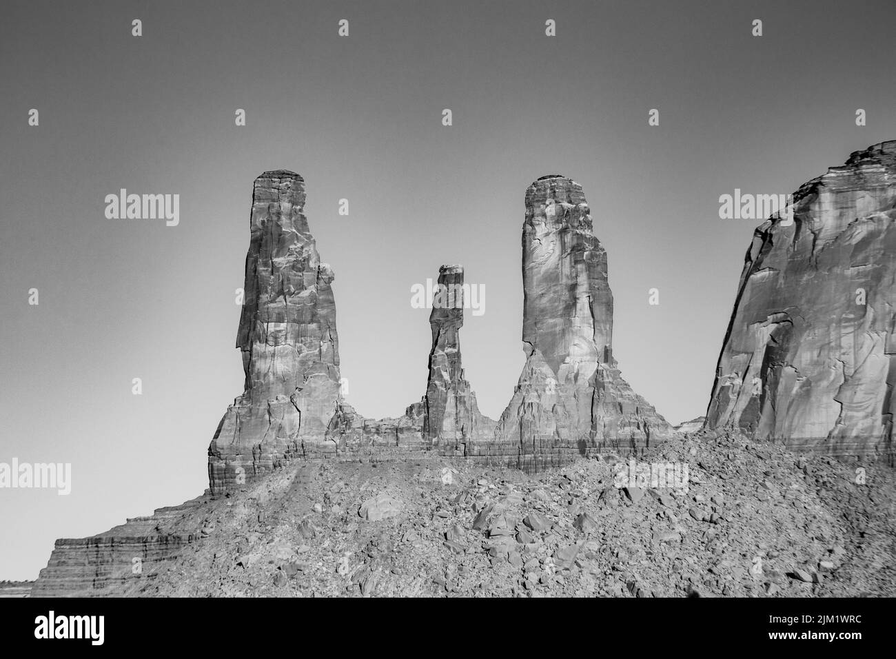 Monument valley landscape in black and white hi-res stock photography ...