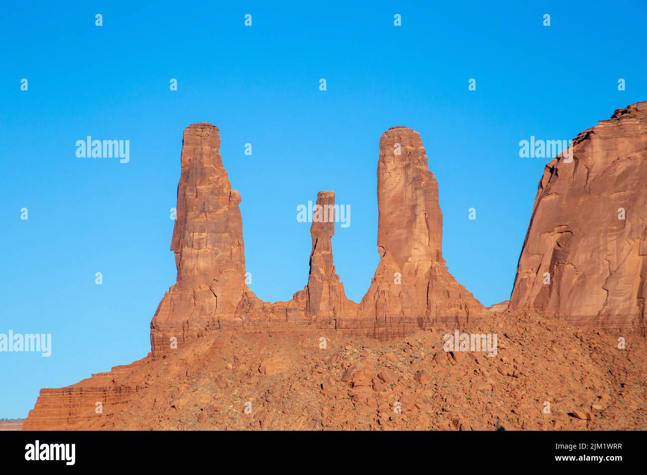 the Three Sisters rock formation in Monument Valley Navajo Tribal Park ...