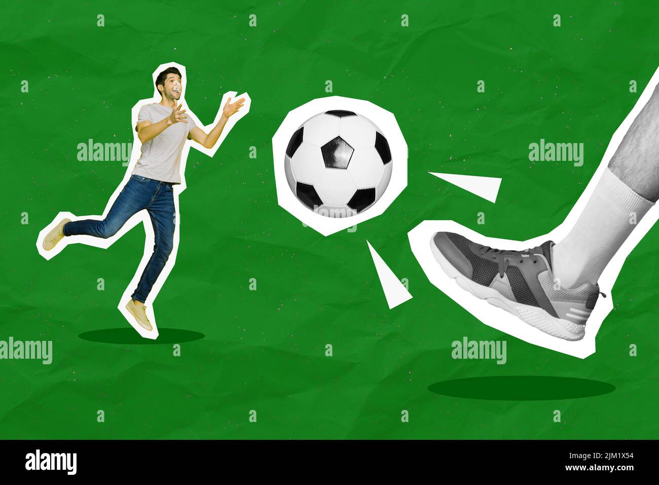 Collage 3d image of pinup pop retro sketch of funny funky guy catching ...