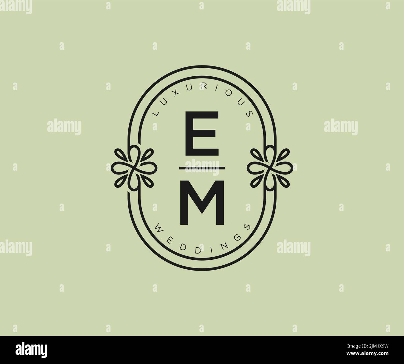 EM Initials letter Wedding monogram logos template, hand drawn modern ...