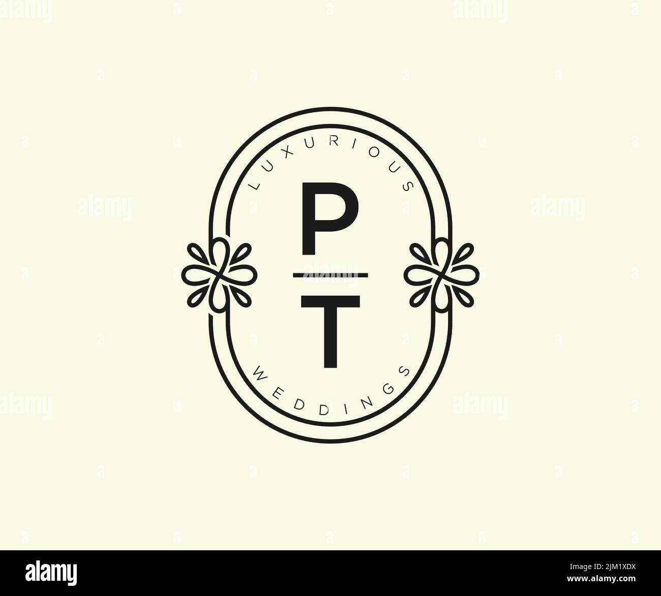 PT Initials letter Wedding monogram logos template, hand drawn modern ...